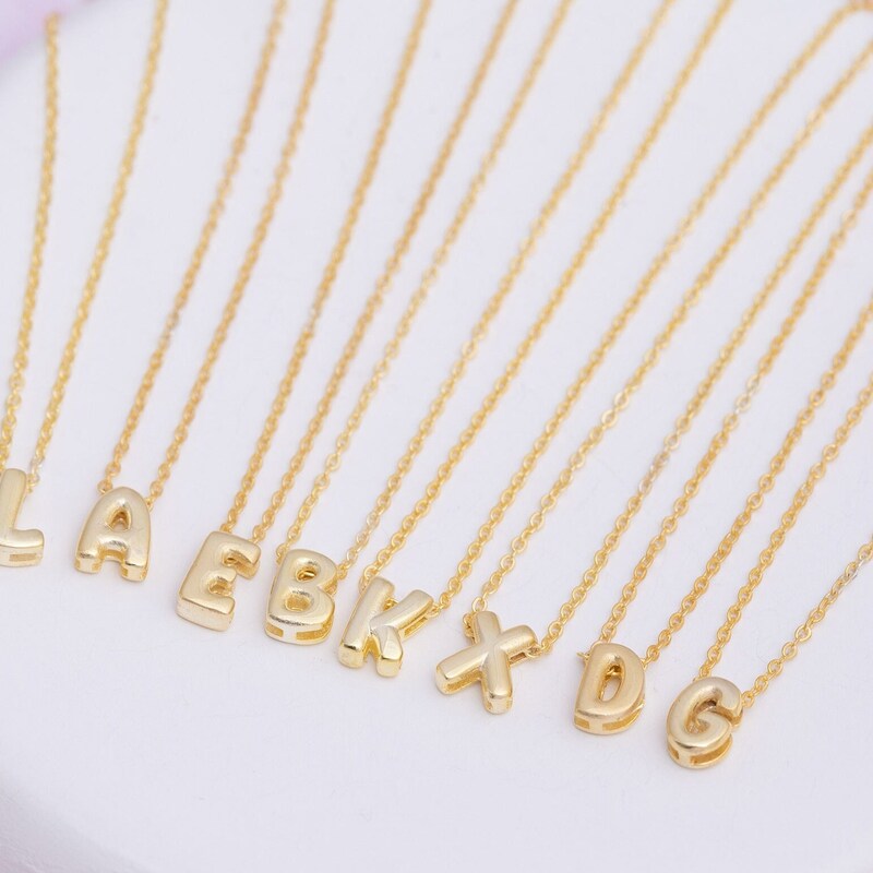 Gold Bubble Letter Necklace - Etsy