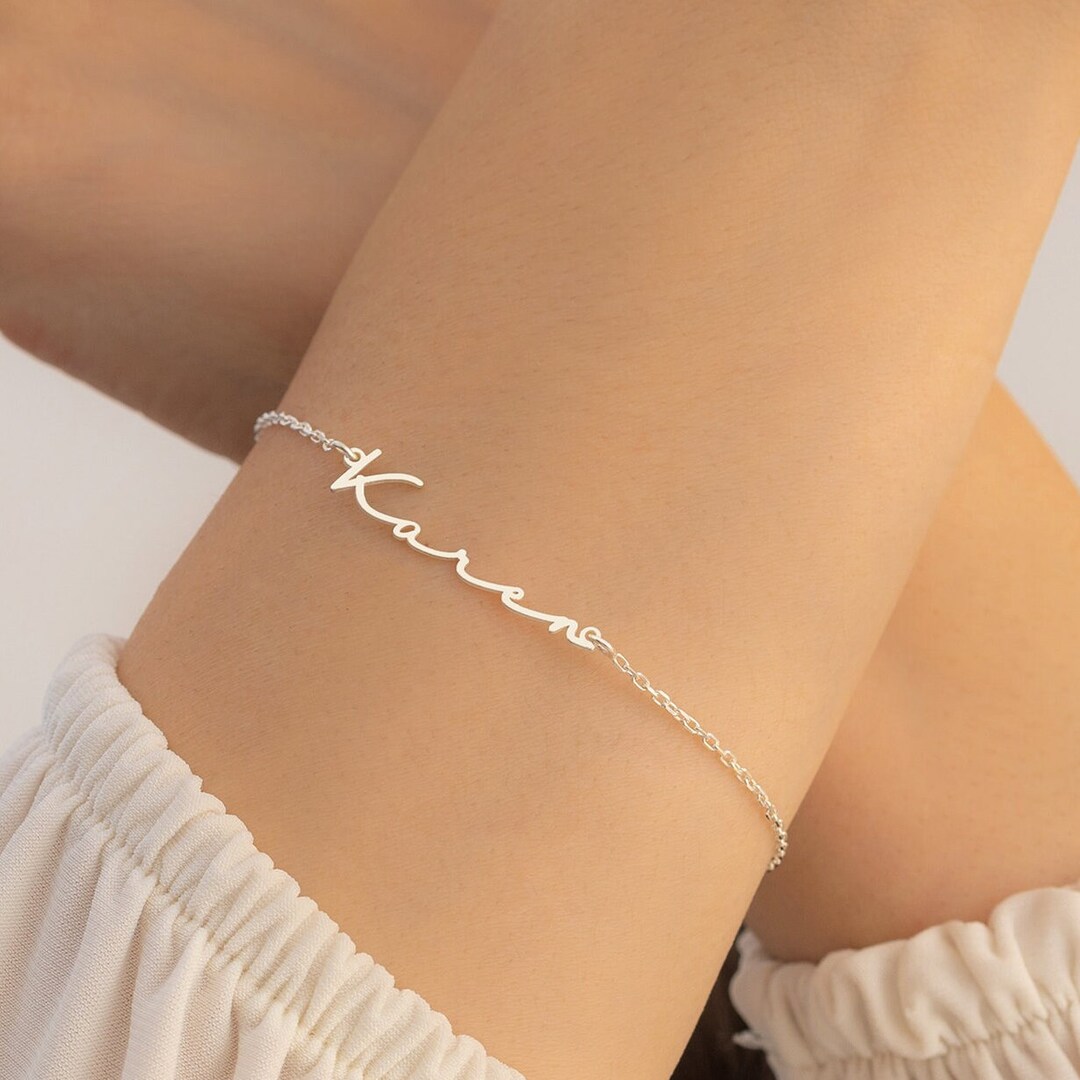Custom Name Bracelet: 925 Sterling Silver Personalized Jewelry - Etsy