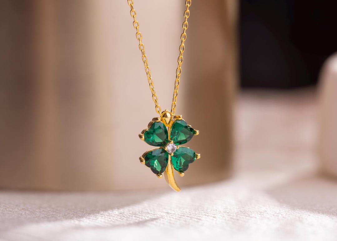 Sterling Silver 925 Luck Emerald Clover Necklace , 4 Leaf Necklace ...