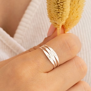 Personalized Sterling Silver Name Ring: Stackable Engraved Band - Etsy