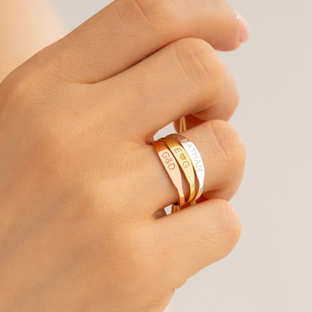 Personalized Stackable Rings - Custom Name Ring - Dainty 925 Sterling ...