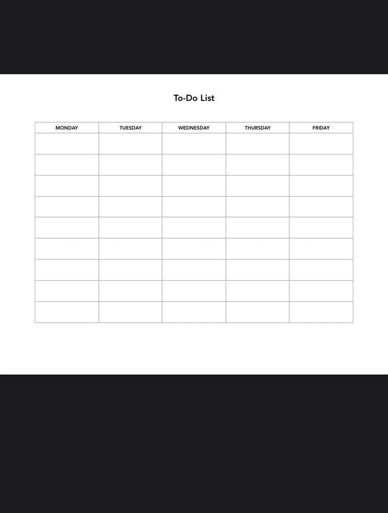 To Do List Chart for Week Instant Download Printable PDF - Etsy
