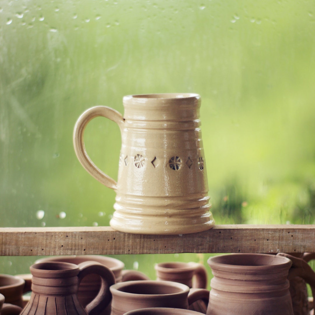 Stoneware Stamped Tankard Handmade Pottery by Karn Kreft - Etsy