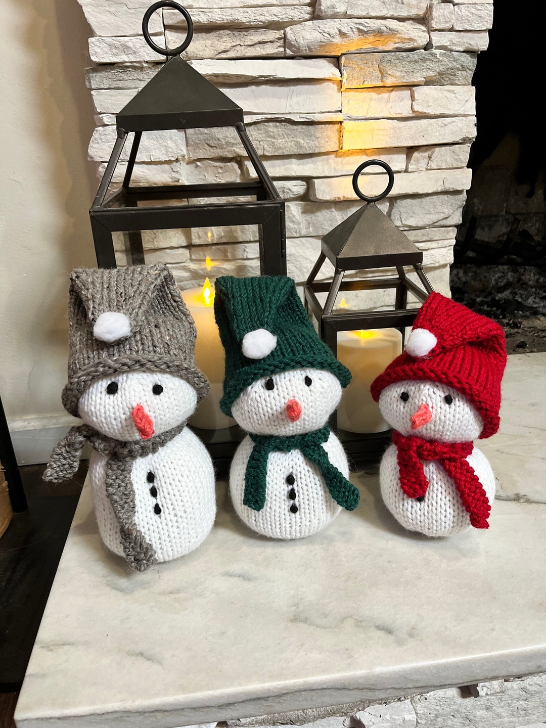Hand Knitted Snowman - Etsy