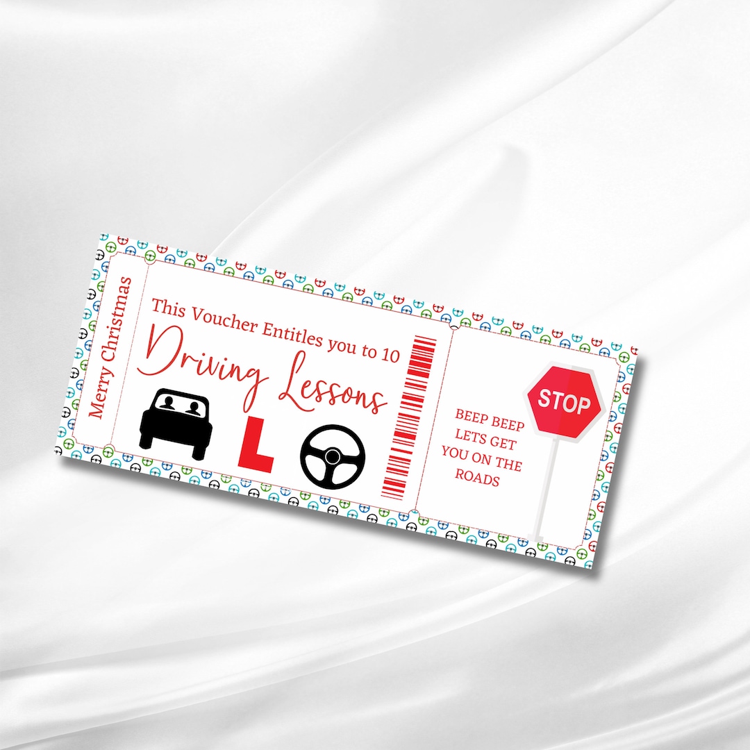 Driving Lesson Voucher Driving Certificate Driving Lessons - Etsy