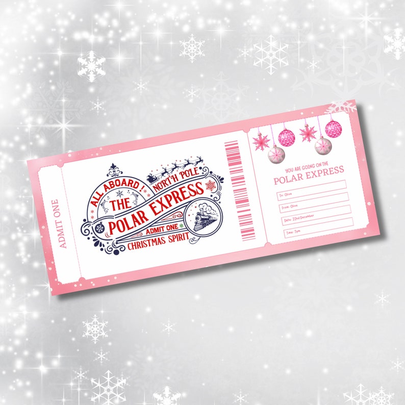Christmas Train Believe Pink Christmas Ticket Christmas Train Ticket ...
