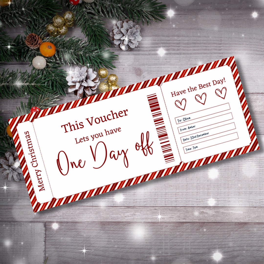 Christmas Gift Template, Editable Christmas Voucher, One Day off Voucher, Day off Gift - Etsy