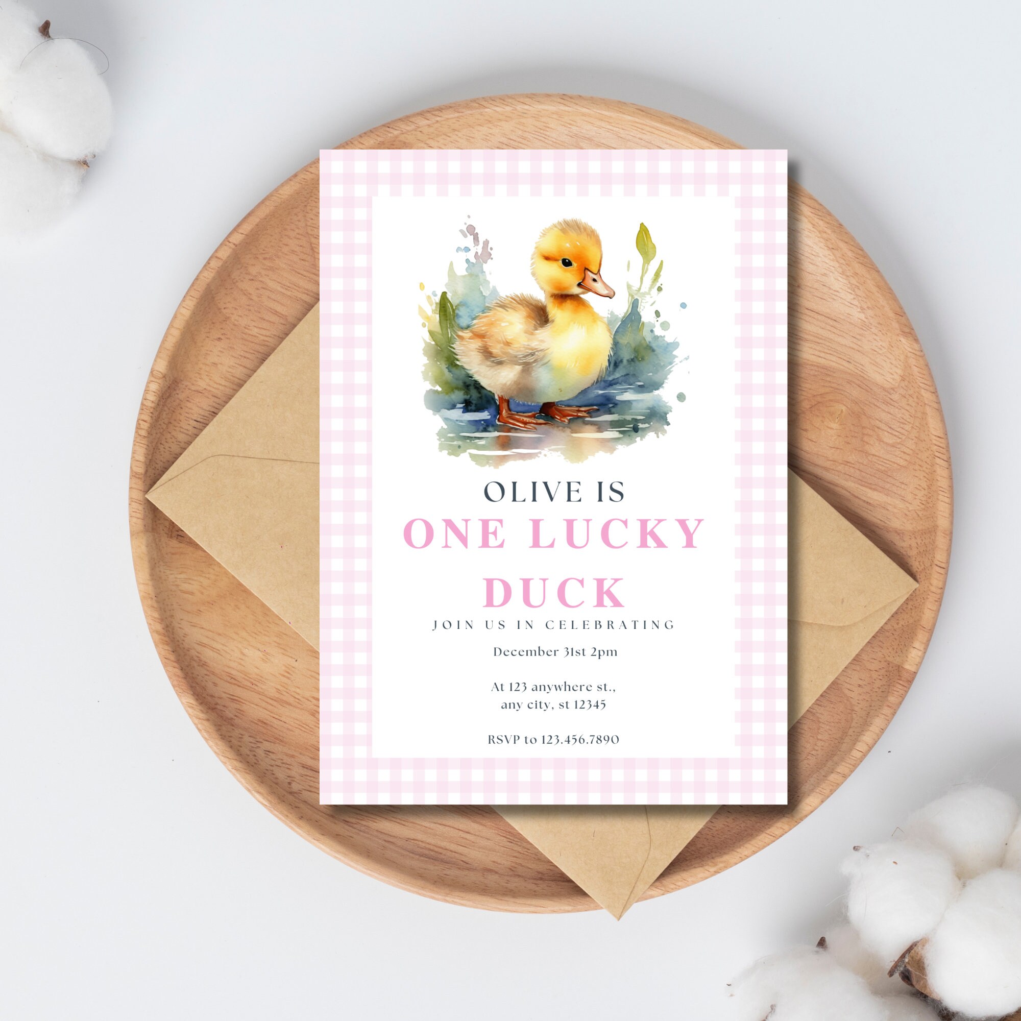 One Lucky Duck Birthday Invitation Template, Duck First Birthday, Lucky ...