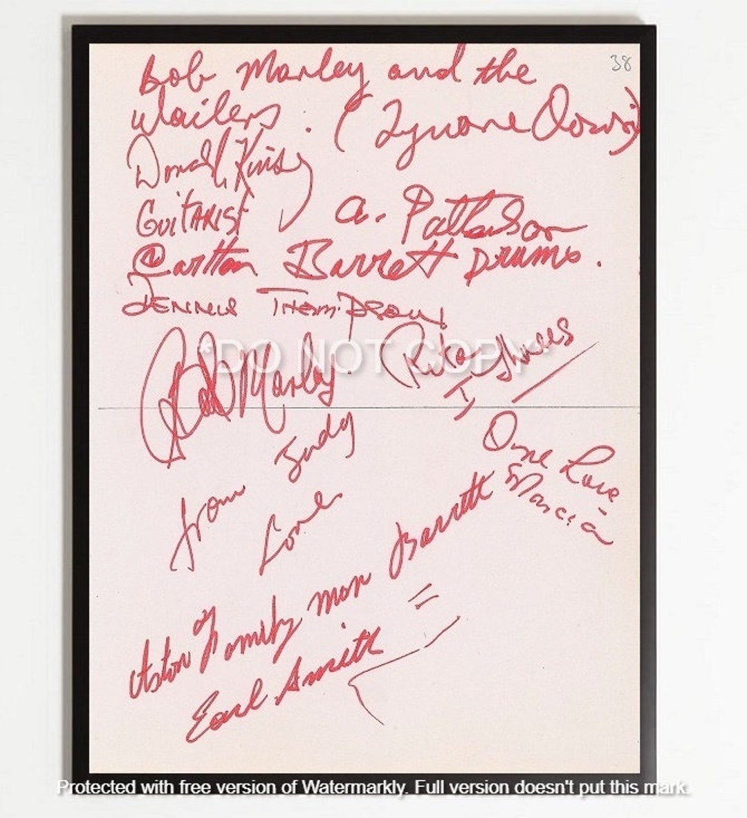 Bob Marley & the Wailers Signed Page Photo, FRAMED Autographed Picture ...