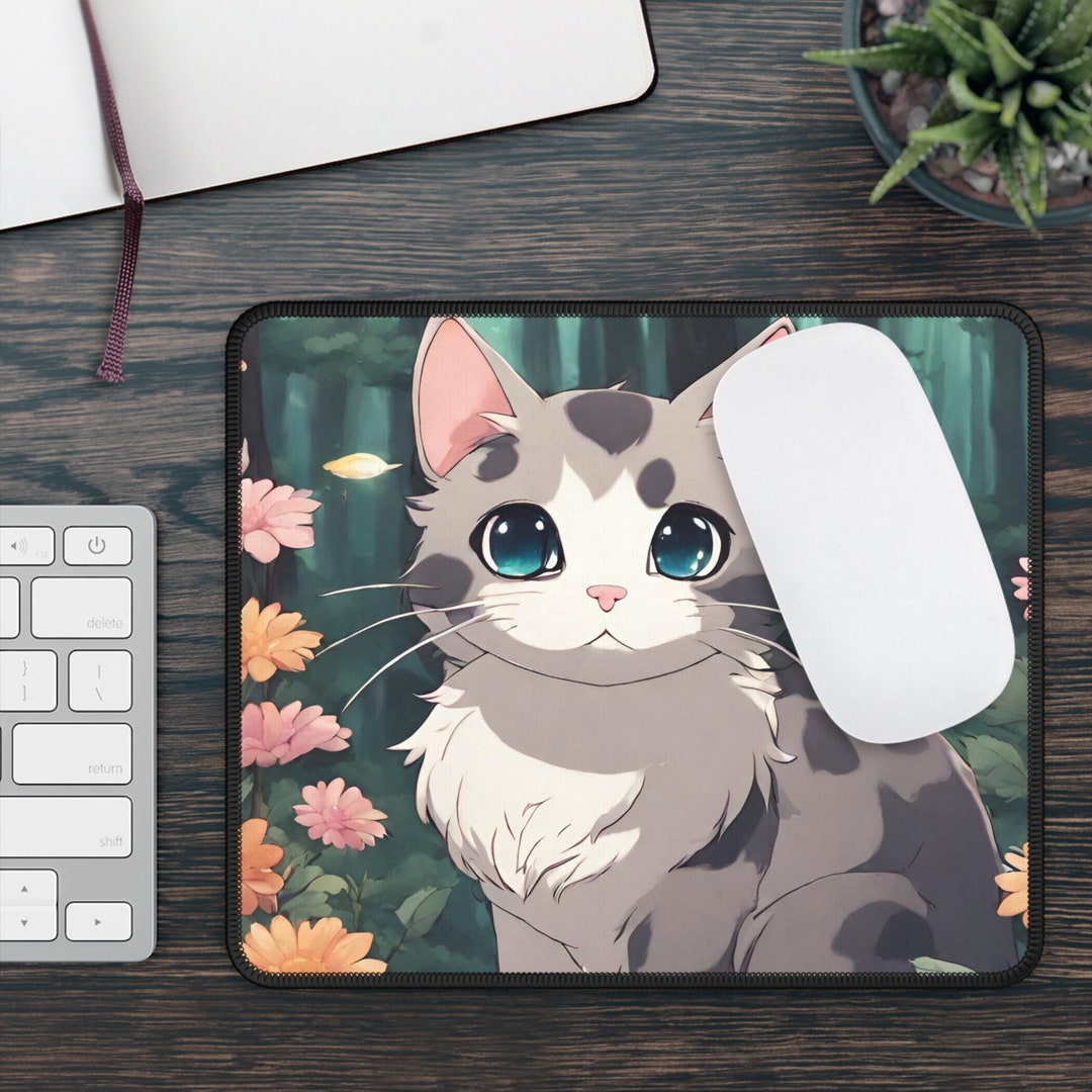 Anime Cat Gaming Mouse Pad Cute Cat Anime Mouse Pad Desktop Accessory ...
