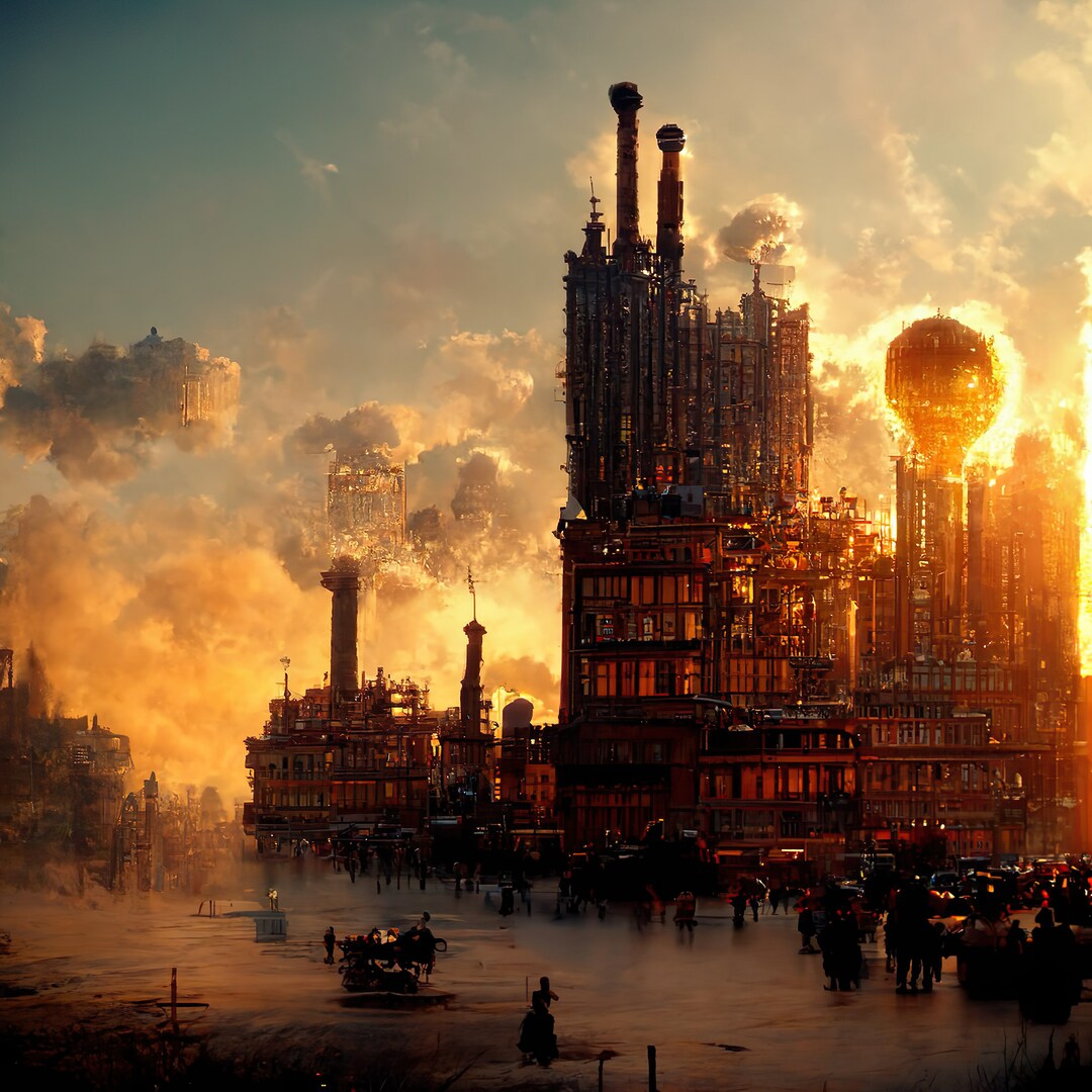 Steam Punk City Printable Photo. - Etsy