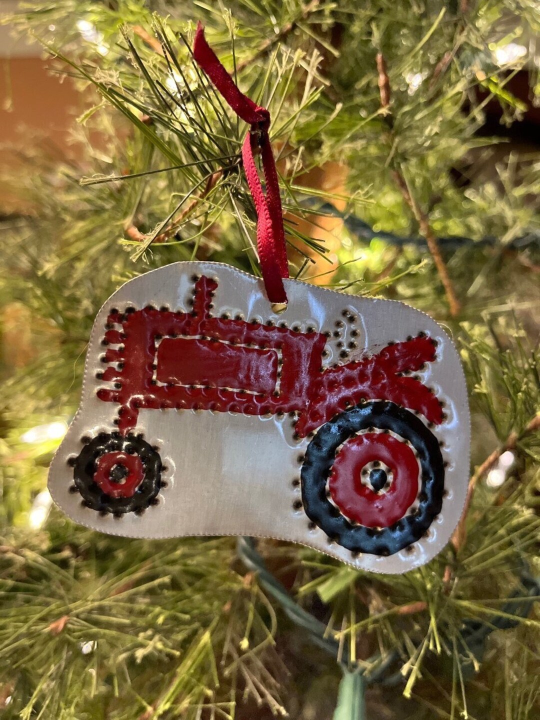 Handmade Hand Punched Metal Tractor Ornament - Etsy