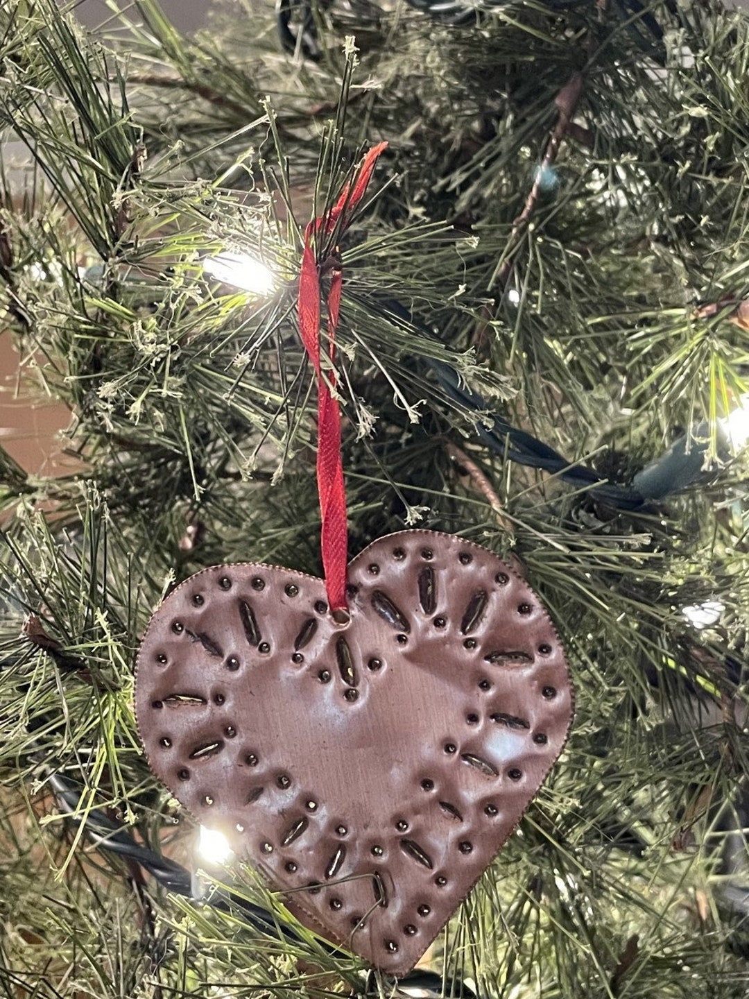 Handmade, Hand Punched Copper Heart Ornament Made From Metal. Also ...