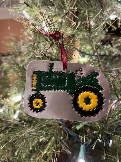 Handmade Hand Punched Metal Tractor Ornament - Etsy