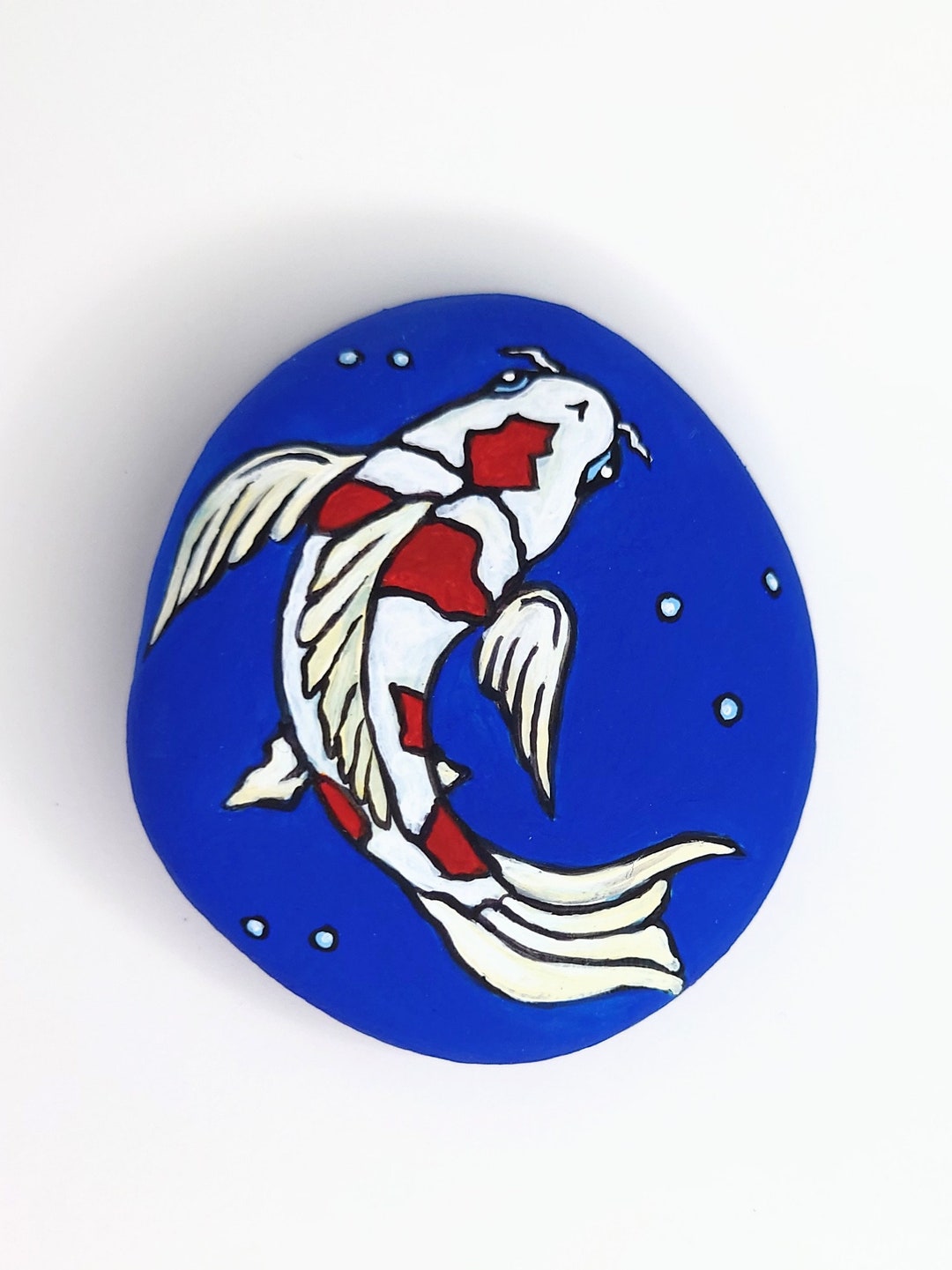 Koi Fish Pebble - Japanese Painted Stone - Koi Fish - Japanese Art ...