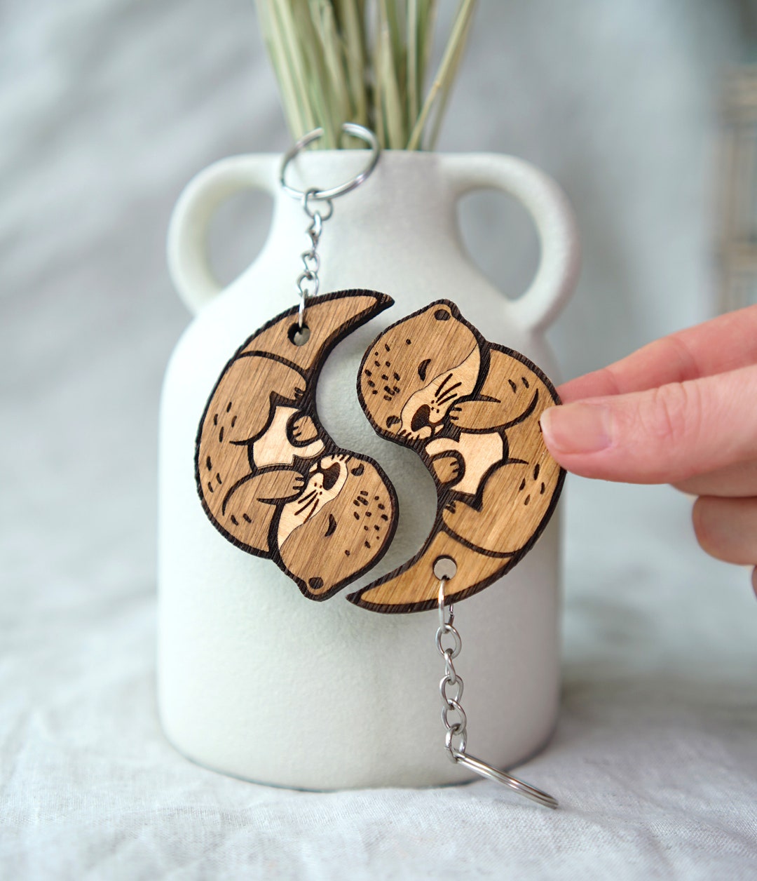 Matching Otter Keychains | Matching Couple Keychains | Gift for Best ...