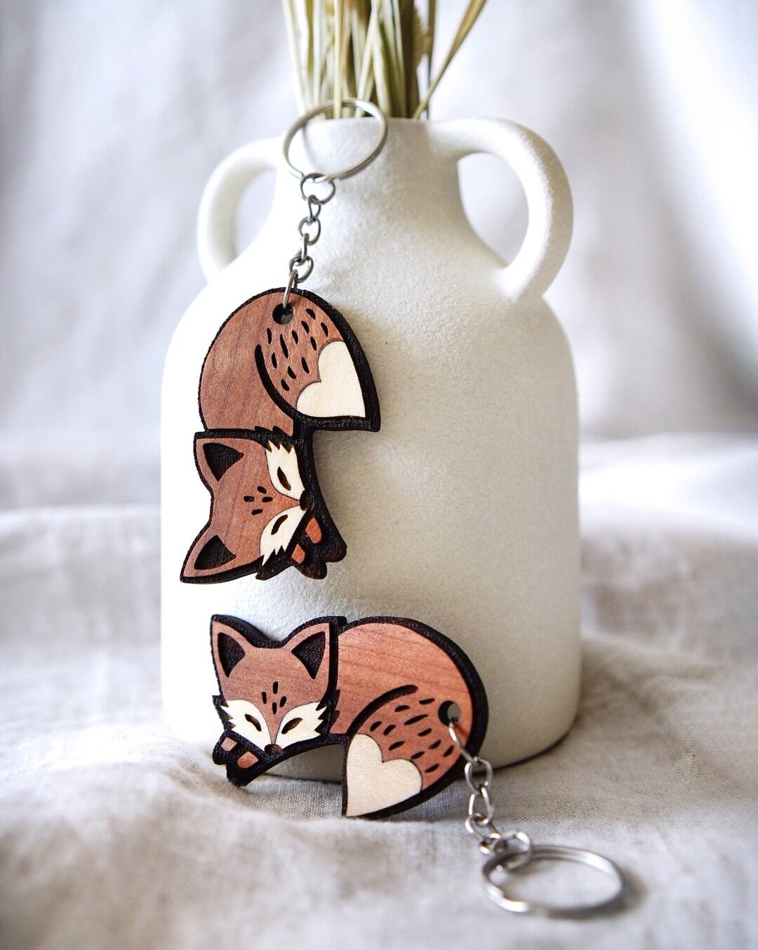 Matching Fox Keychains | Matching Couple Keychains | Anniversary Gift ...
