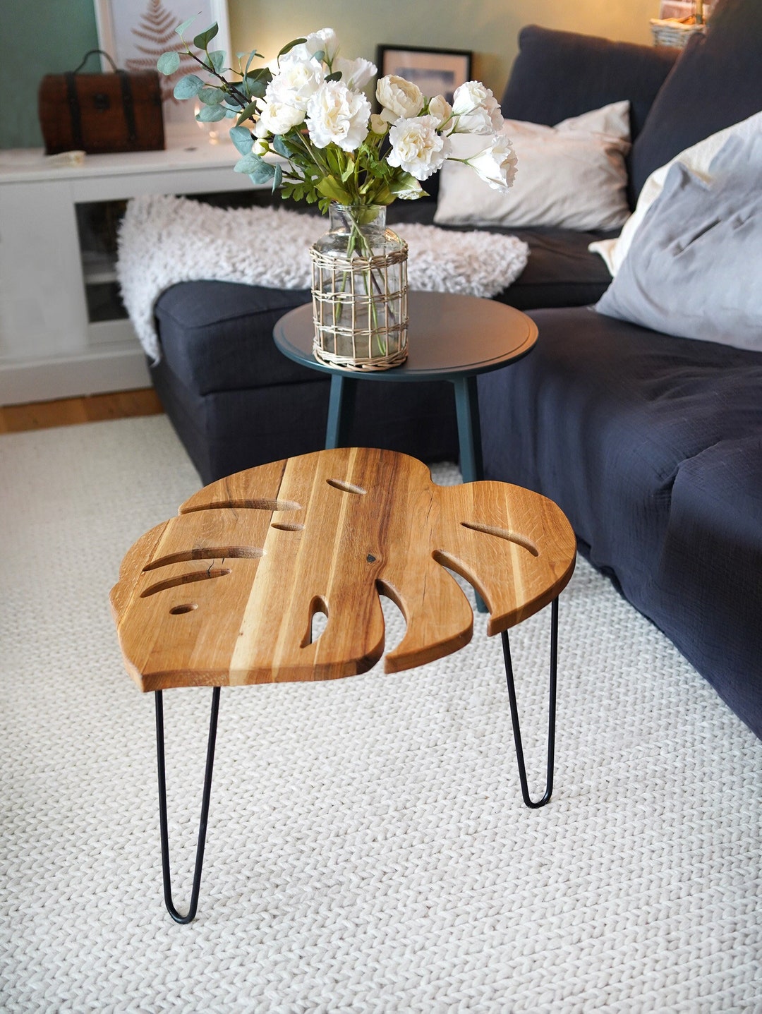 Monstera Table Boho Coffee Table Plants Side Table Monstera - Etsy