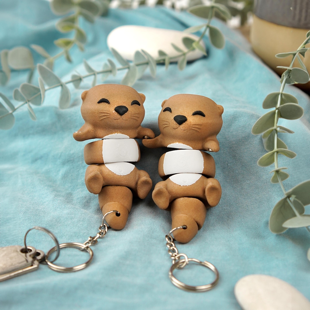 Flexi Otters Keychain Pair – Magnetic Hand-holding Keychains | Adorable ...