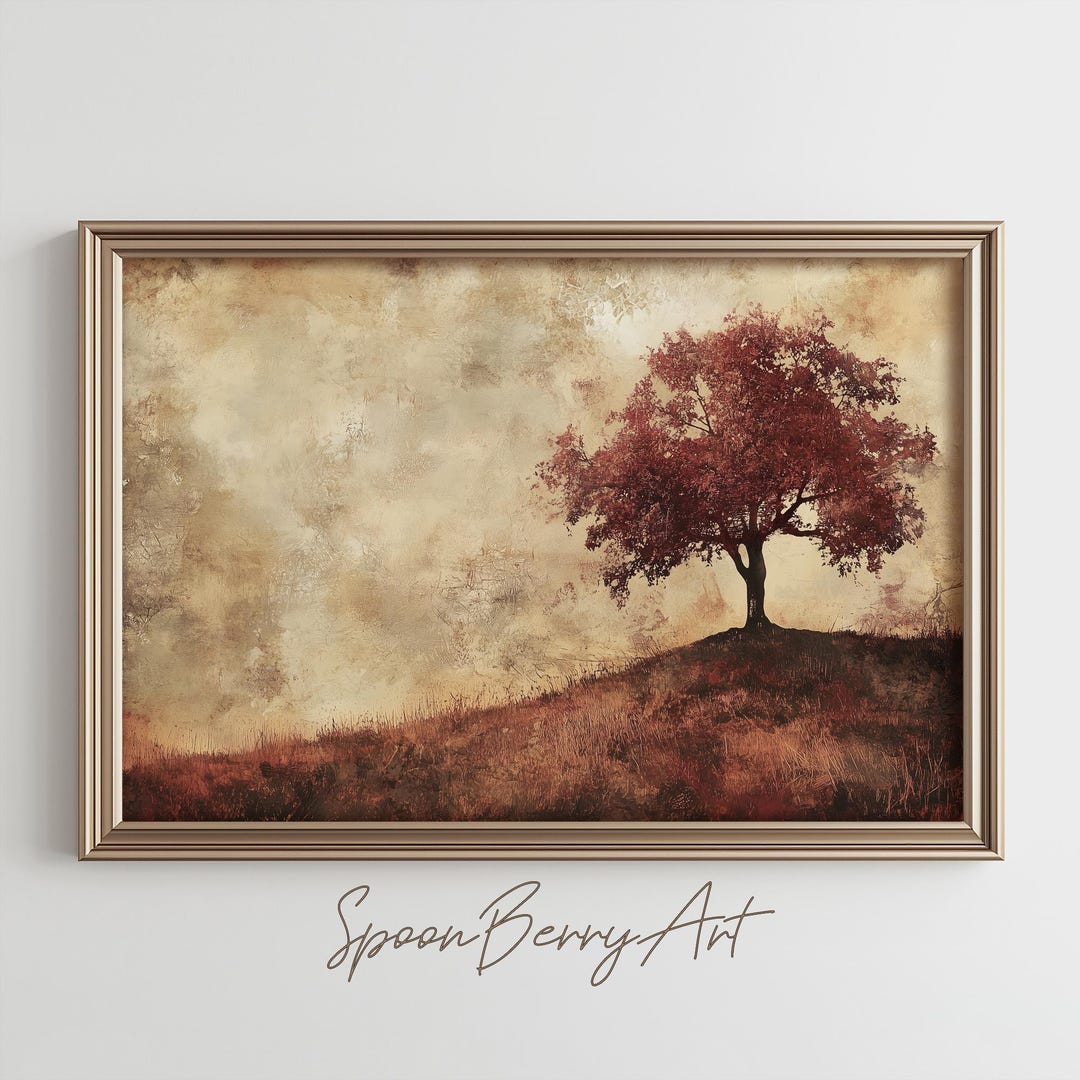 Lone Tree Painting, Instant Download, Vintage Wall Decor, Custom ...
