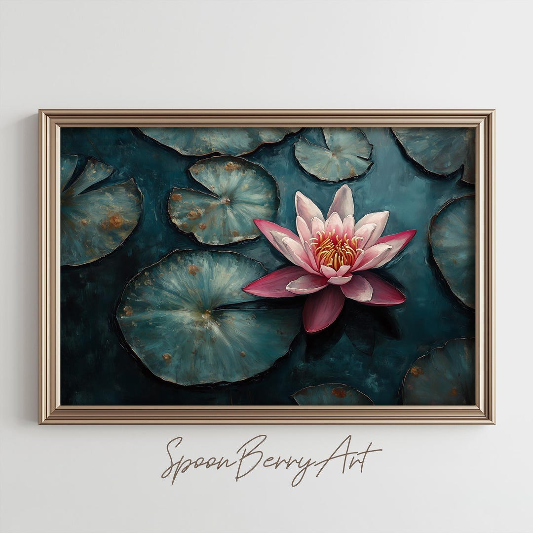 Lily Pad Painting, Vintage Flower Wall Print, Water Lily Print Wall ...