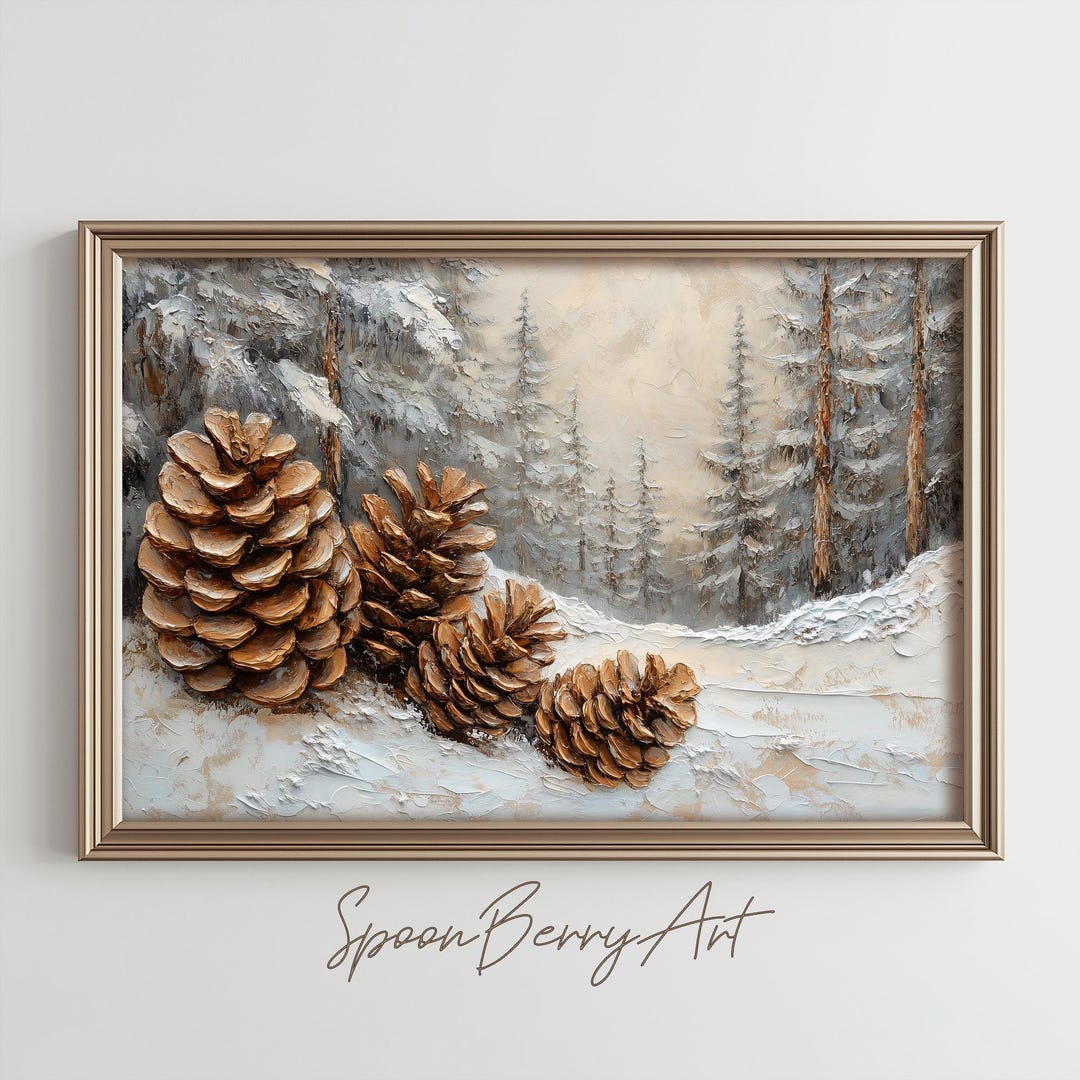 Pine Cone Painting, Instant Download, Vintage Wall Decor, Custom ...