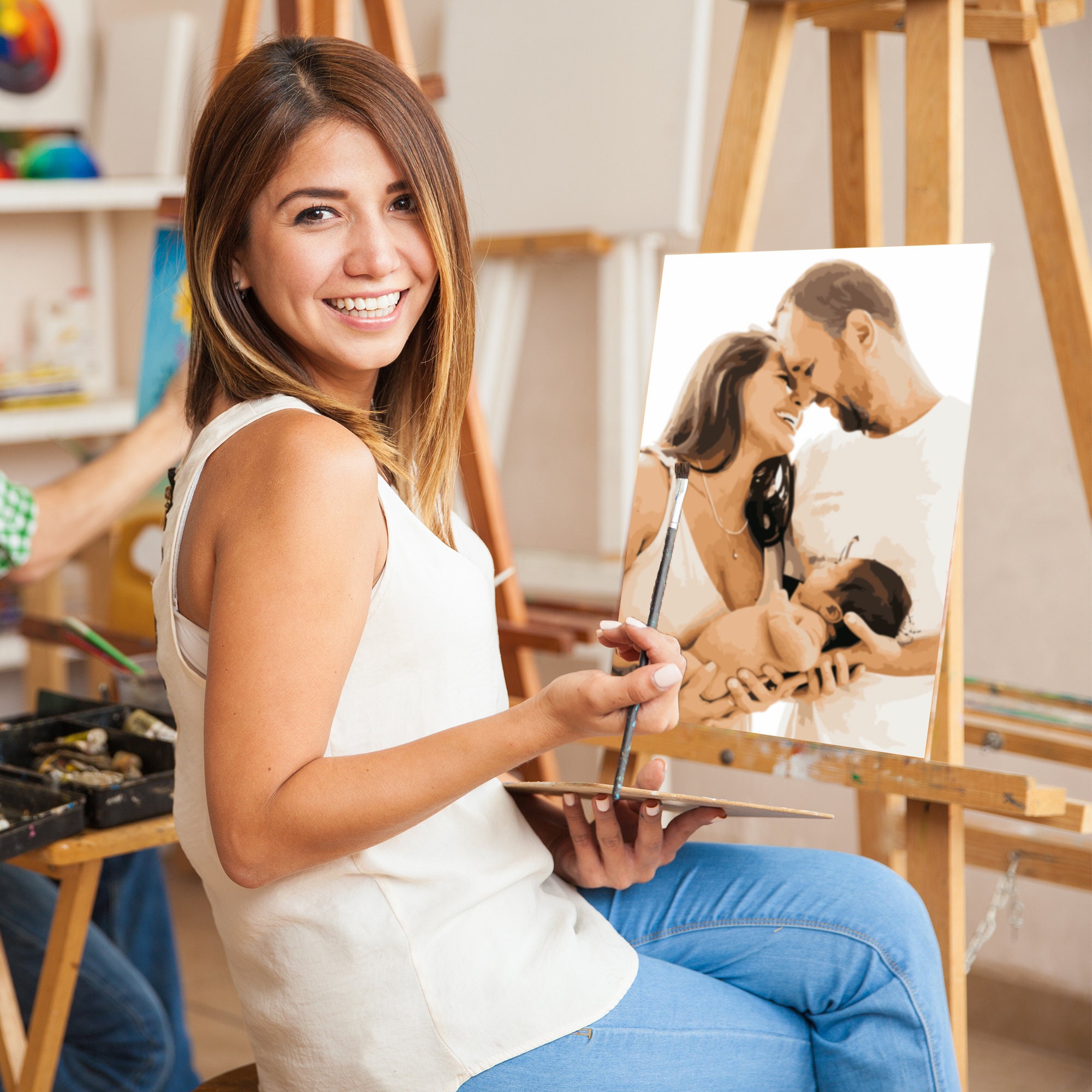 Family Portrait Paint Custom Paint by Numbers Kit Paint Your Photo DIY ...