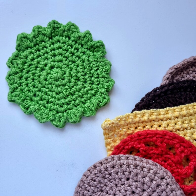 Crochet Cheeseburger Coasters Pattern | Crochet Pattern | Burger | Fast ...