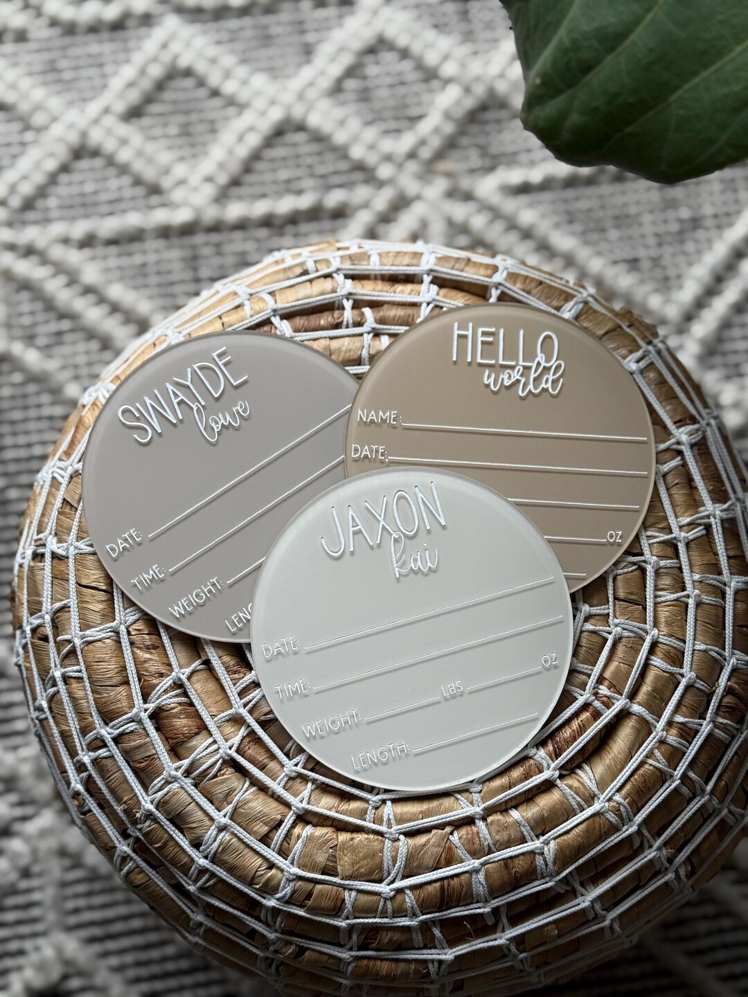 Acrylic Personalized Baby Stat Sign, Round Hospital Birth Stat Sign ...