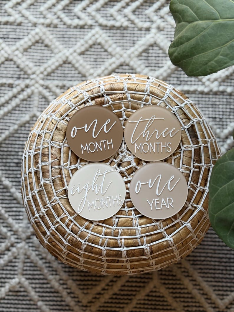 Acrylic Baby Monthly Milestone Discs, Round Monthly Milestone Markers ...