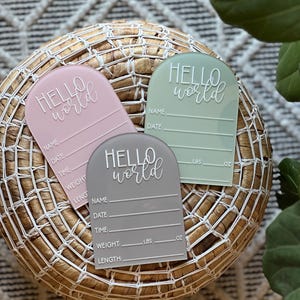 Personalized Acrylic Baby Stat Sign: Hello World Birth Announcement - Etsy