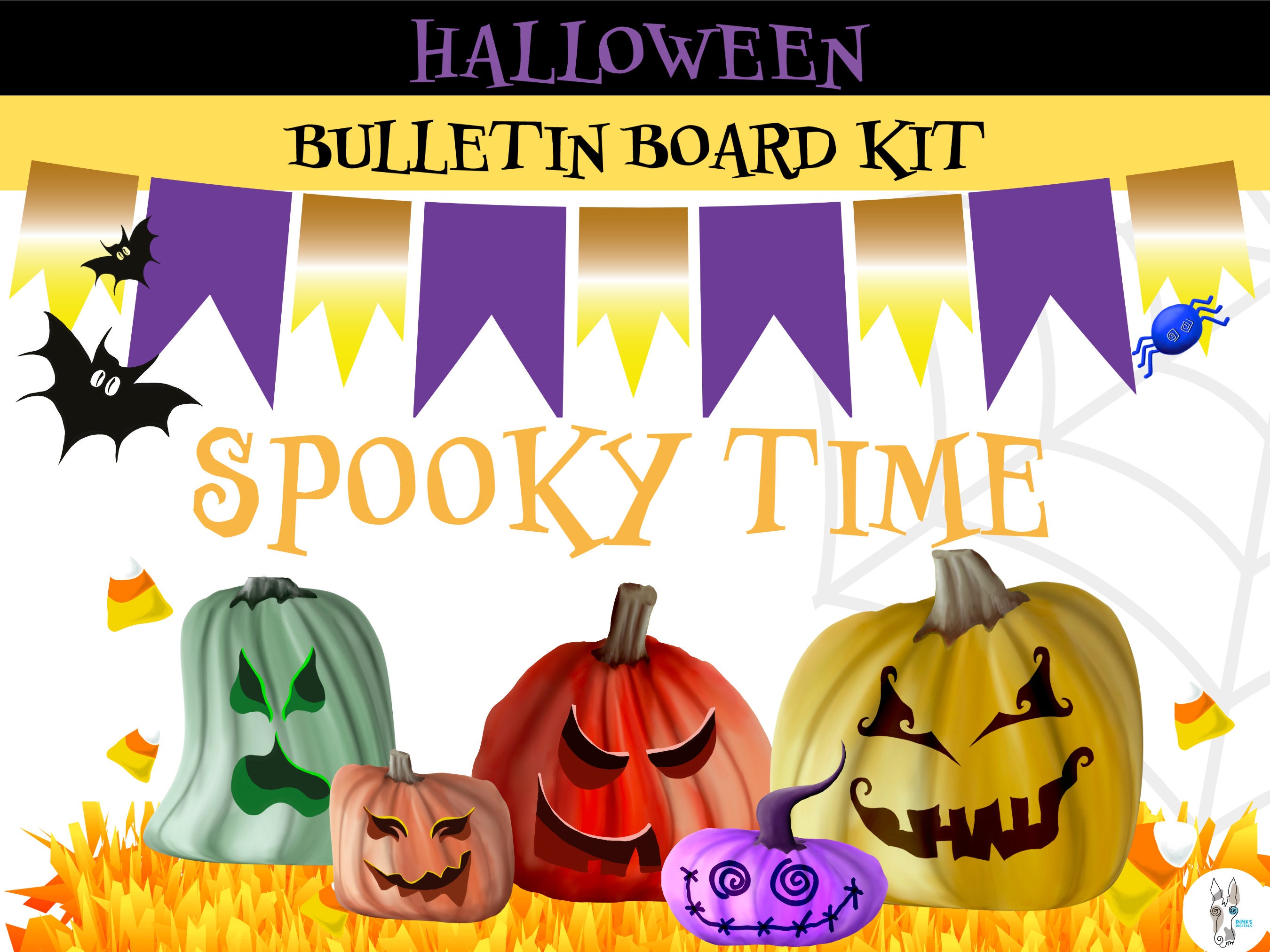 Classroom Halloween Decor, Halloween Bulletin Board Kit, Ghostly Gang ...