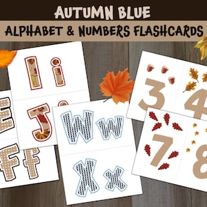 Autumn Blue Alphabet & Numbers Flashcards, Counting Flashcards, Digital ...