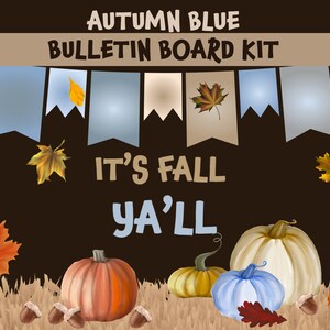 Classroom Autumn Blue Decor, Autumn Blue Bulletin Board Kit, Fall ...