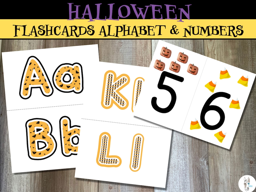 Halloween Alphabet and Numbers Flashcards, Ghostly Gang (digital) - Etsy