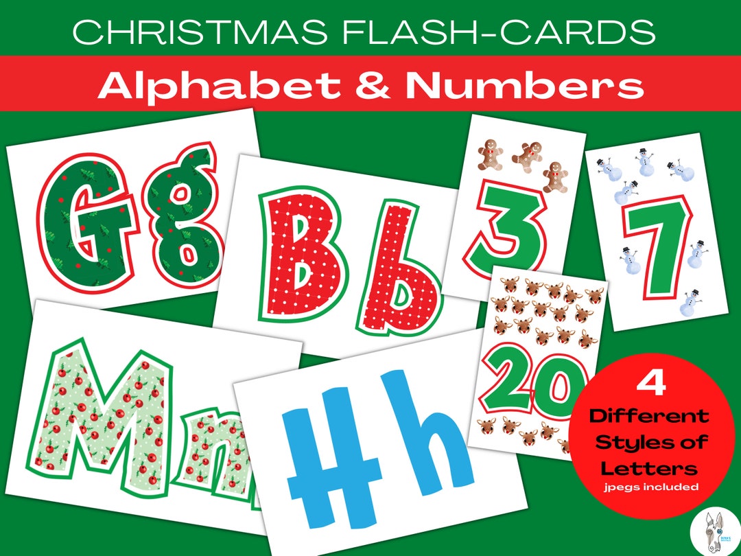 Preschool Christmas Flashcards, Christmas Alphabet & Numbers Flashcards ...