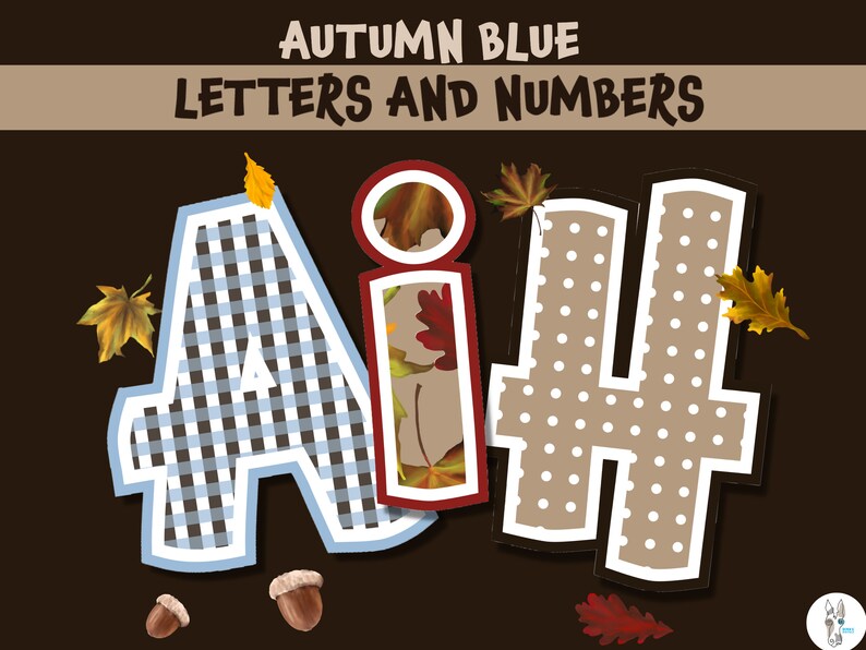 Classroom Autumn Blue Decor, Autumn Blue Bulletin Board Letters and ...