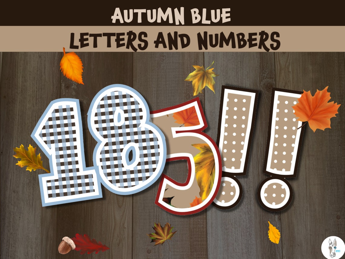 Classroom Autumn Blue Decor, Autumn Blue Bulletin Board Letters and ...