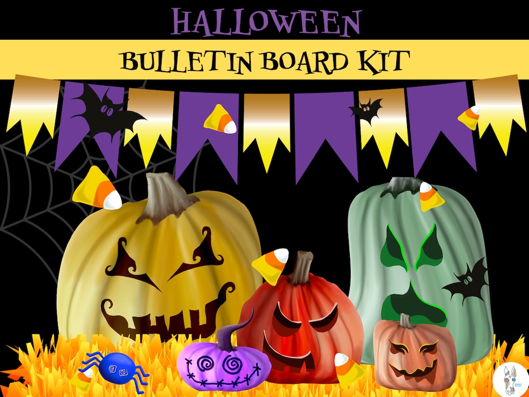 Classroom Halloween Decor, Halloween Bulletin Board Kit, Ghostly Gang ...
