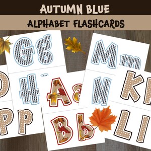 Autumn Blue Alphabet & Numbers Flashcards, Counting Flashcards, Digital ...