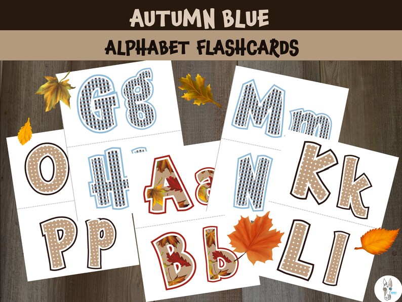 Autumn Blue Alphabet & Numbers Flashcards, Counting Flashcards, Digital ...