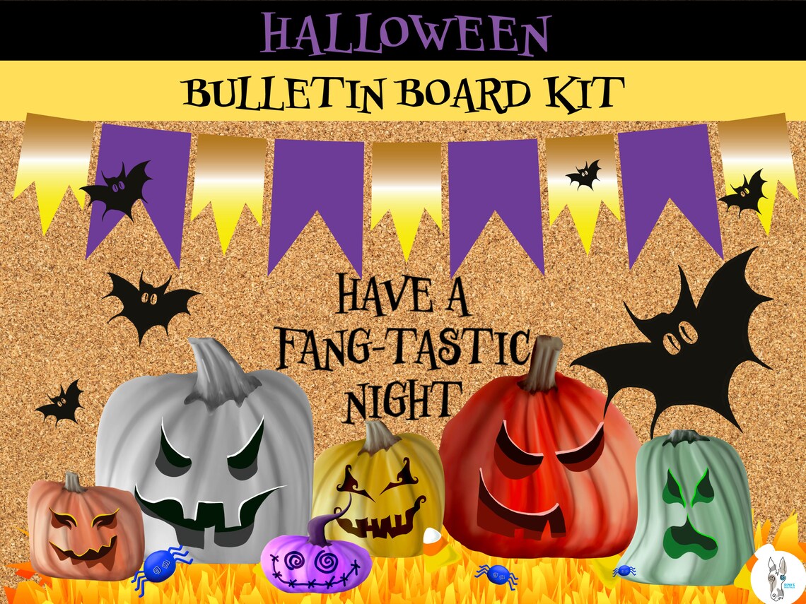 Classroom Halloween Decor, Halloween Bulletin Board Kit, Ghostly Gang ...