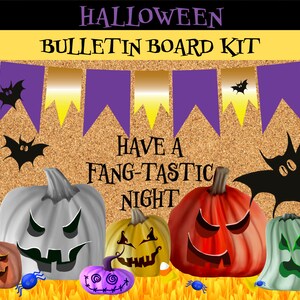 Classroom Halloween Decor, Halloween Bulletin Board Kit, Ghostly Gang ...