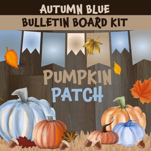 Classroom Autumn Blue Decor, Autumn Blue Bulletin Board Kit, Fall ...