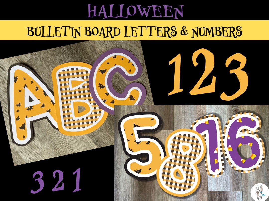 Halloween Bulletin Board Letters and Numbers, Classroom Halloween Decor ...