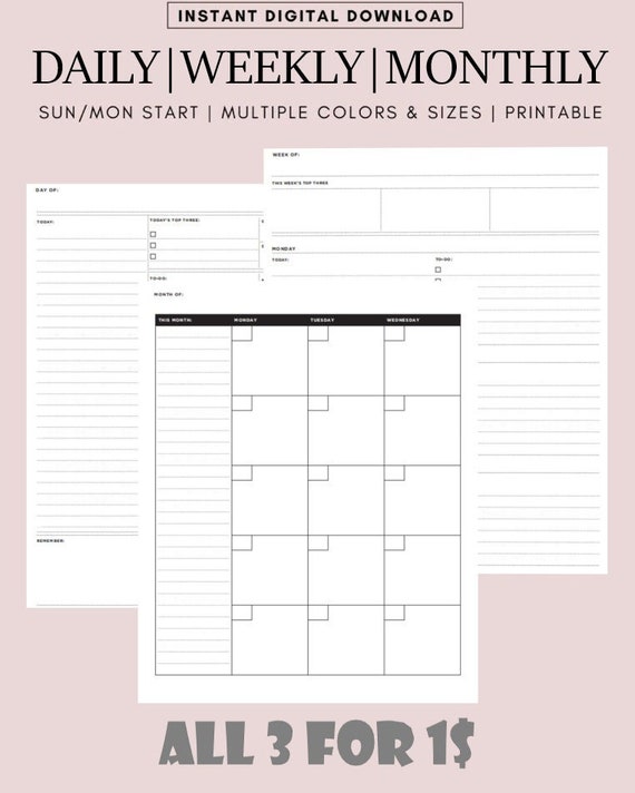 Editable to Do Schedule Printable Daily Weekly Monthly - Etsy