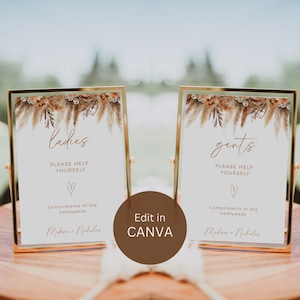 Fall Floral Wedding Bathroom Basket Sign, Reception Decor, Wedding ...