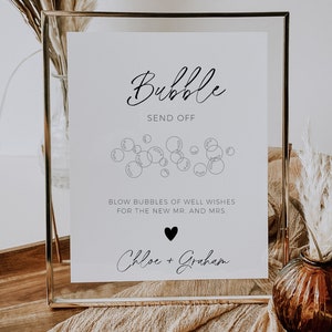 Minimalist Bubble Send off Sign Editable Template, Boho Printable Send ...
