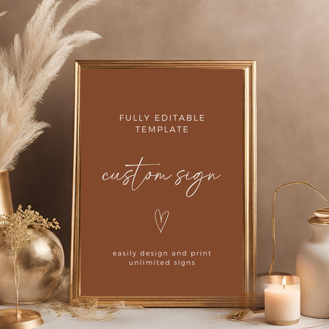 Terracotta Custom Wedding Sign Template, Fully Editable Canva Template ...