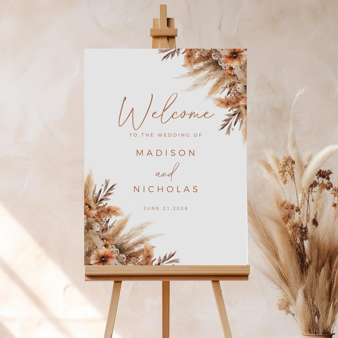 Fall Floral Welcome Sign Template, Fully Editable in Canva, Autumn ...